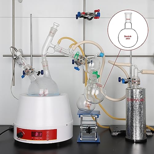 StonyLab 1000ml Glass Single Neck Round Bottom Flask RBF, with 24/40 Standard Taper Outer Joint - 1L (1 Liter)