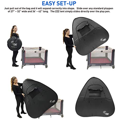 EasyGoProducts EGP ZZZ Play & Crib Sleeping Cover Instant Tent – Compatible with Pack ‘n Play, Baby Bjorn & Lotus Travel Crib – New Improved - Patented