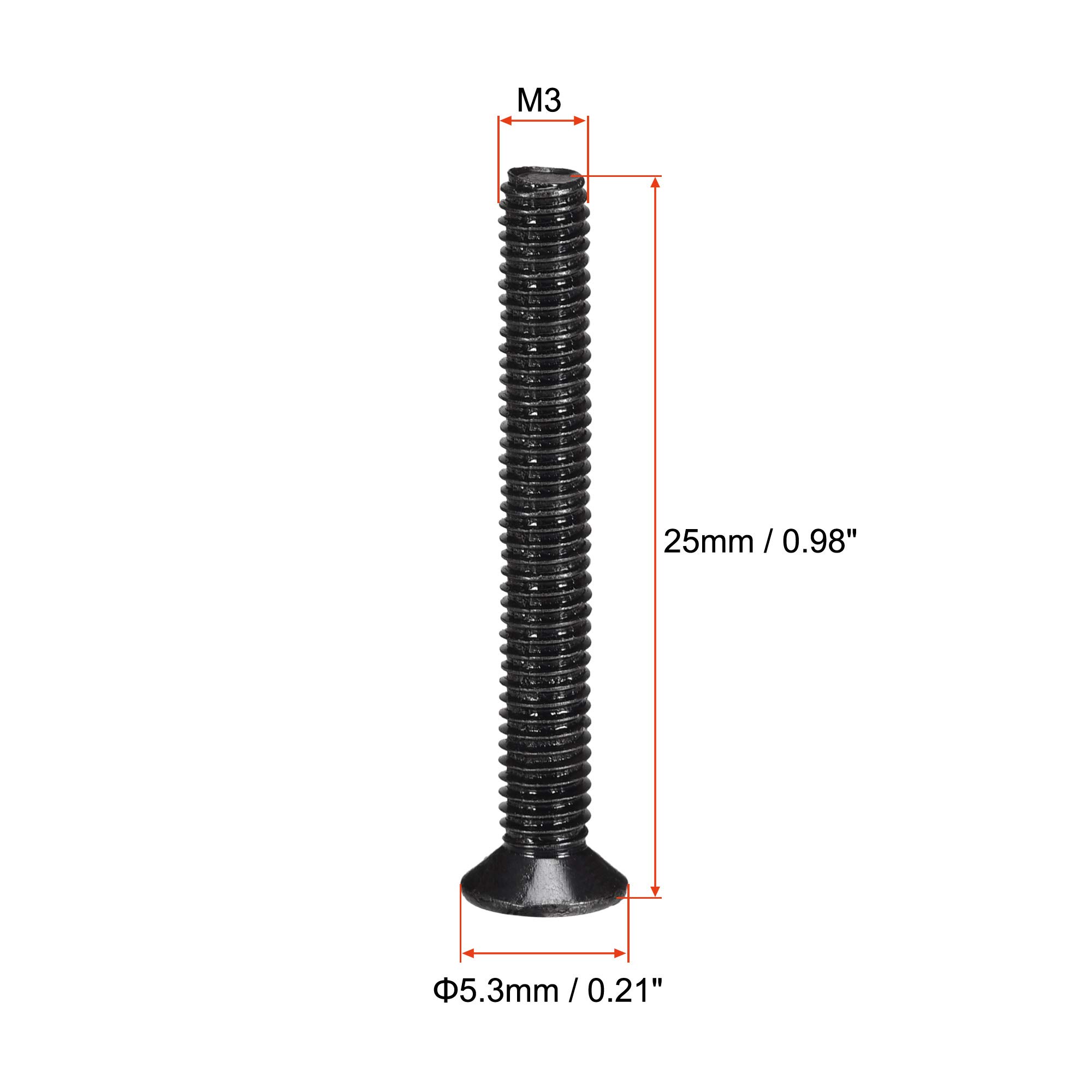 uxcell M3 x 25mm Phillips Screw Fastener Black for Laptop PC TV Fan Switch 50pcs