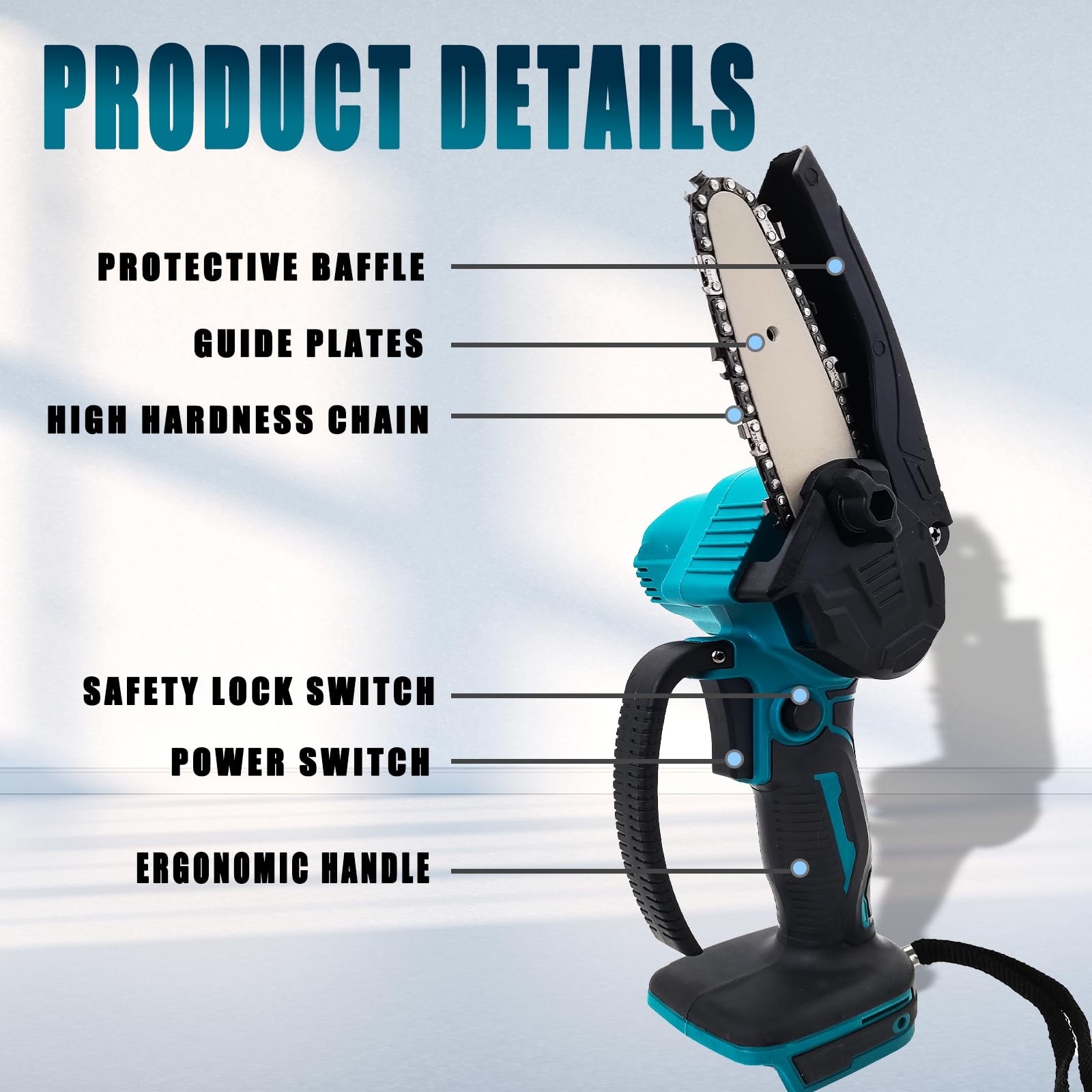 4" Cordless Chainsaw for Makita 18V Battery -TEETOK Mini Electric Portable Chainsaw for Tree Branches, Courtyard, Household and Garden (Tool Only)
