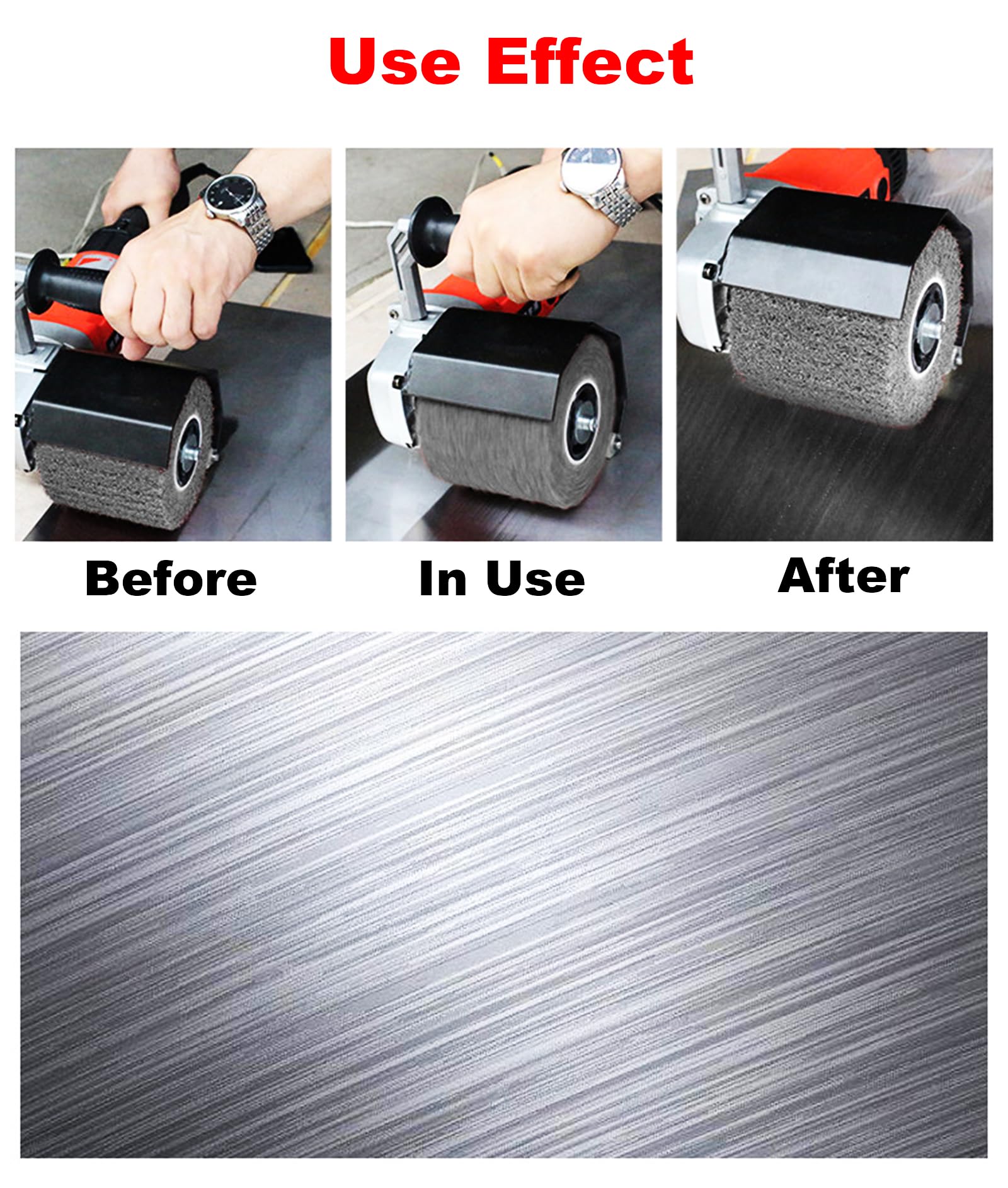 Surface Conditioning Tool Drum, 4 Inches Surface Conditoning Drum Wire Brush for Grinder Wire Wheel Burnishing Tool for Surface Polishing Grinding Removing Rust-3/4 Quad Keyway(0.3 mm Wire)