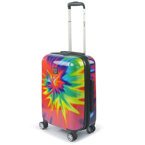 FUL Tie-Dye Swirl Carry-On Rolling Suitcase, Hardside Travel Luggage with Spinner Wheels, 22 Inches, Rainbow