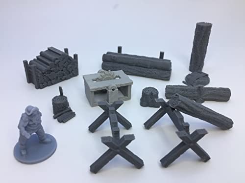 HERO Creations Lumber Mill RPG - Dungeons and Dragons - DND - Pathfinder - Diorama - Figurine Miniature (Gray/Unpainted)