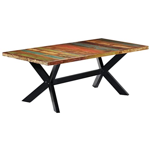 vidaXL Solid Bleached Mango Wood Dining Table Kitchen Dinner Dining Room Home Office Indoor Furniture Meal Restaurant Table Side End Stand 55.1"