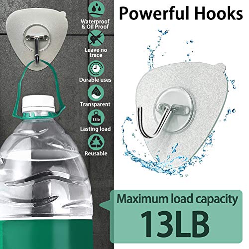 ASOFFI 37 Pack Triangular Self Adhesive Hooks, Waterproof and Oil Proof Seamless Utility Wall Hooks for Home Kitchen Bathroom Chistmas Wreath Light Hanger (37)