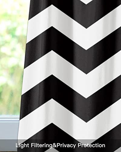 Artwork Store Valances Windows Curtain Simple Chevron Zig Zag Black and White Ripple Kitchen Valances Rod Pocket Window Treatment Short Curtains Valance for Window 1 Panel,42 by 12 inches