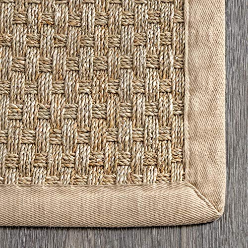 nuLOOM Hesse Checker Weave Seagrass Area Rug, 10' x 14', Natural