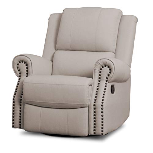Delta Children Dylan Nursery Recliner Glider Swivel Chair, Flax