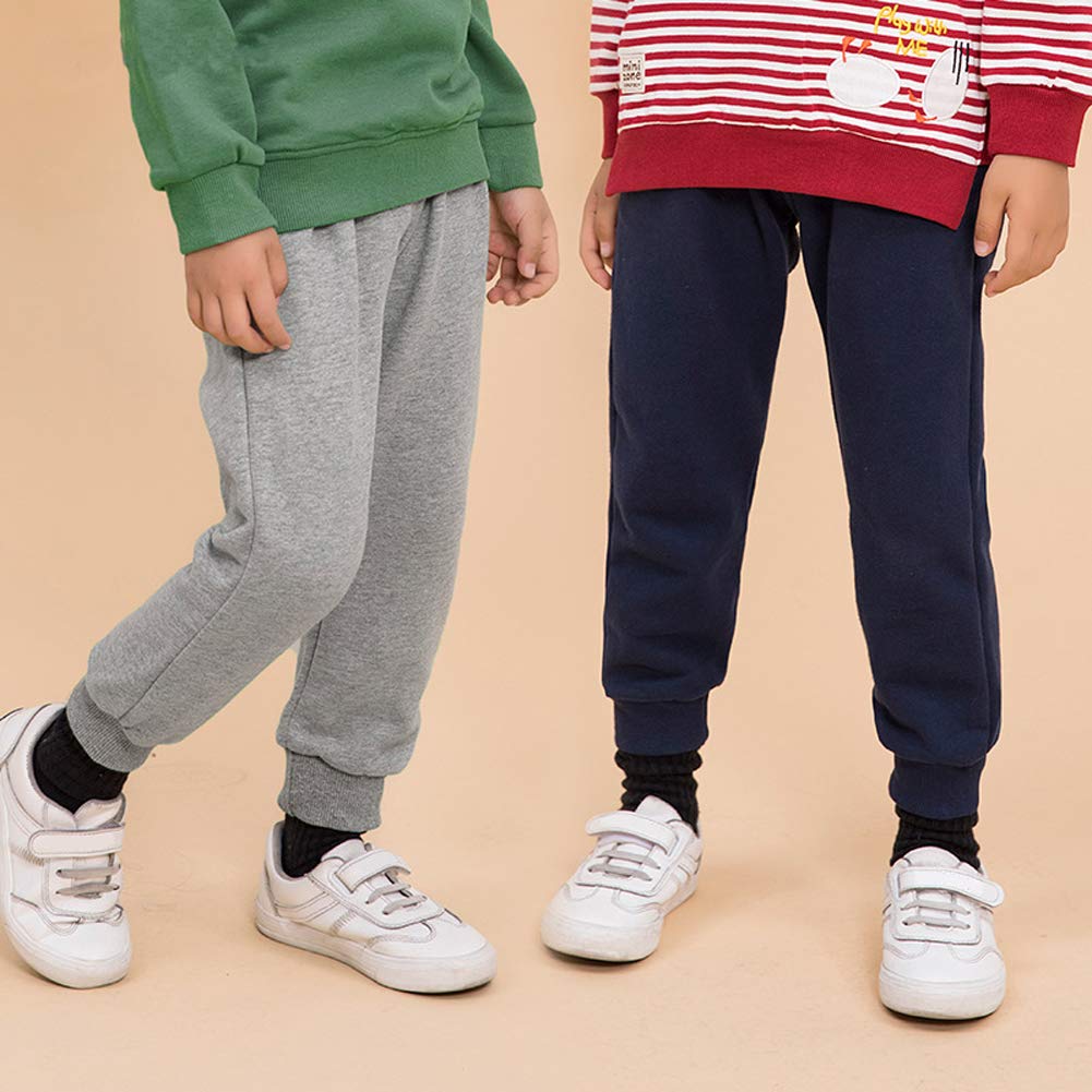 Toddler Baby Boys Girls Sweeatpants Cotton Pure Color Bear Active Jogger Pants with Drawstring 1-6T (2-3T, Dark Grey+Army Green)
