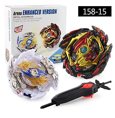 Battling Game Tops Metal Fusion Starter Set | Launcher Included | 2Set - Cho-Z Achilles.00DM/Ace Dragon. St. Ch with 4D Launcher Grip Gyro Top Set