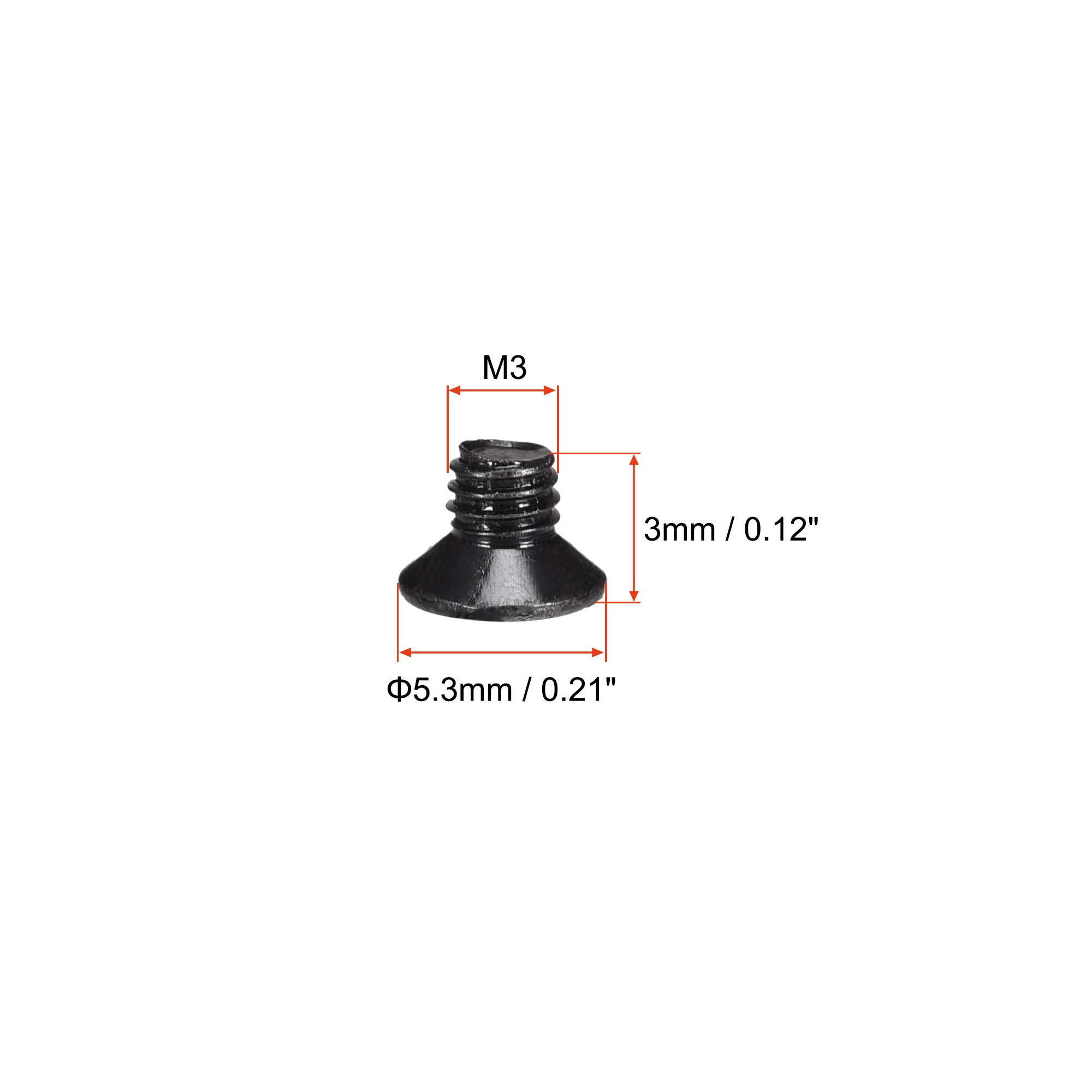 uxcell M3 x 3mm Phillips Screw Fastener Black for Laptop PC TV Fan Switch 500pcs