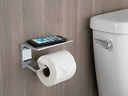 Delta Faucet 79956 Pivotal Wall Mounted Single Post Toilet Paper Holder with Shelf in Polished Chrome, Bath Accessories
