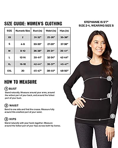 32 DEGREES Heat Womens Ultra Soft Thermal Lightweight Baselayer Crew Neck Long Sleeve Top, Black, Large