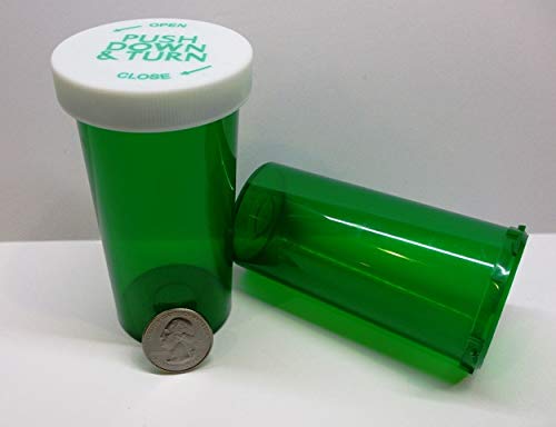 Plastic Prescription Green Vials/Bottles 25 Pack w/Caps Giant 40 Dram Size-Pharmaceutical Grade-The Ones We Sell to Pharmacies, Hospitals, Physicians, Labs
