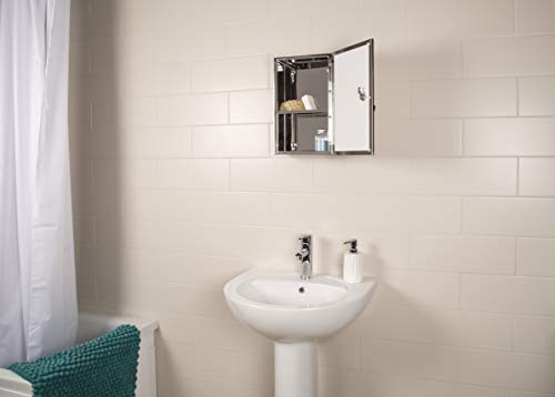 Croydex WC846005AZ Trent Stainless Steel Lockable Surface Mount Medicine Cabinet with Keys, 15.7 x 9.8 x 5.2 In.