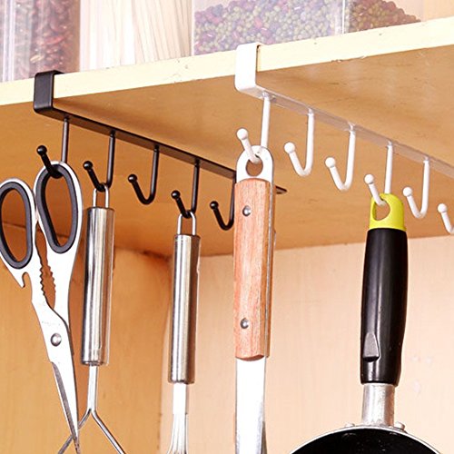 Gilroy Kitchen Bedroom Bathroom Wall Mount Hooks Rack, Rail Wall Hook Rack for Hanging Clothes Coat Hat Towels Mug White