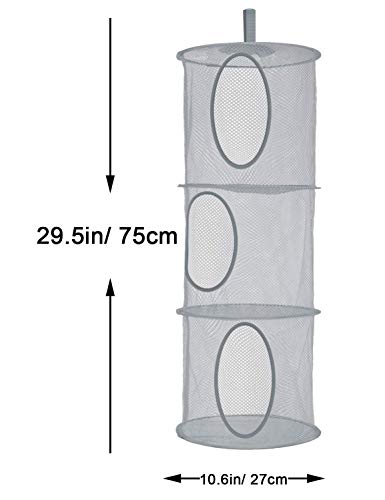 Libeder Mesh Hanging Storage Space Saver Bags Organizer,Foldable Storage Organizer 3/4/5 Compartments Toy Storage Basket for Kids Room Bathroom 2 Sets Grey