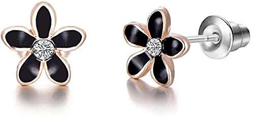 30 Pairs Stainless Steel Mixed Color Cute Animals Fox Heart Star Ladybug Bee Frog Mushroom Tree Daisy Umbrella Rose Gold White Pearl CZ Jewelry Stud Earrings Set (animal tree pearl)