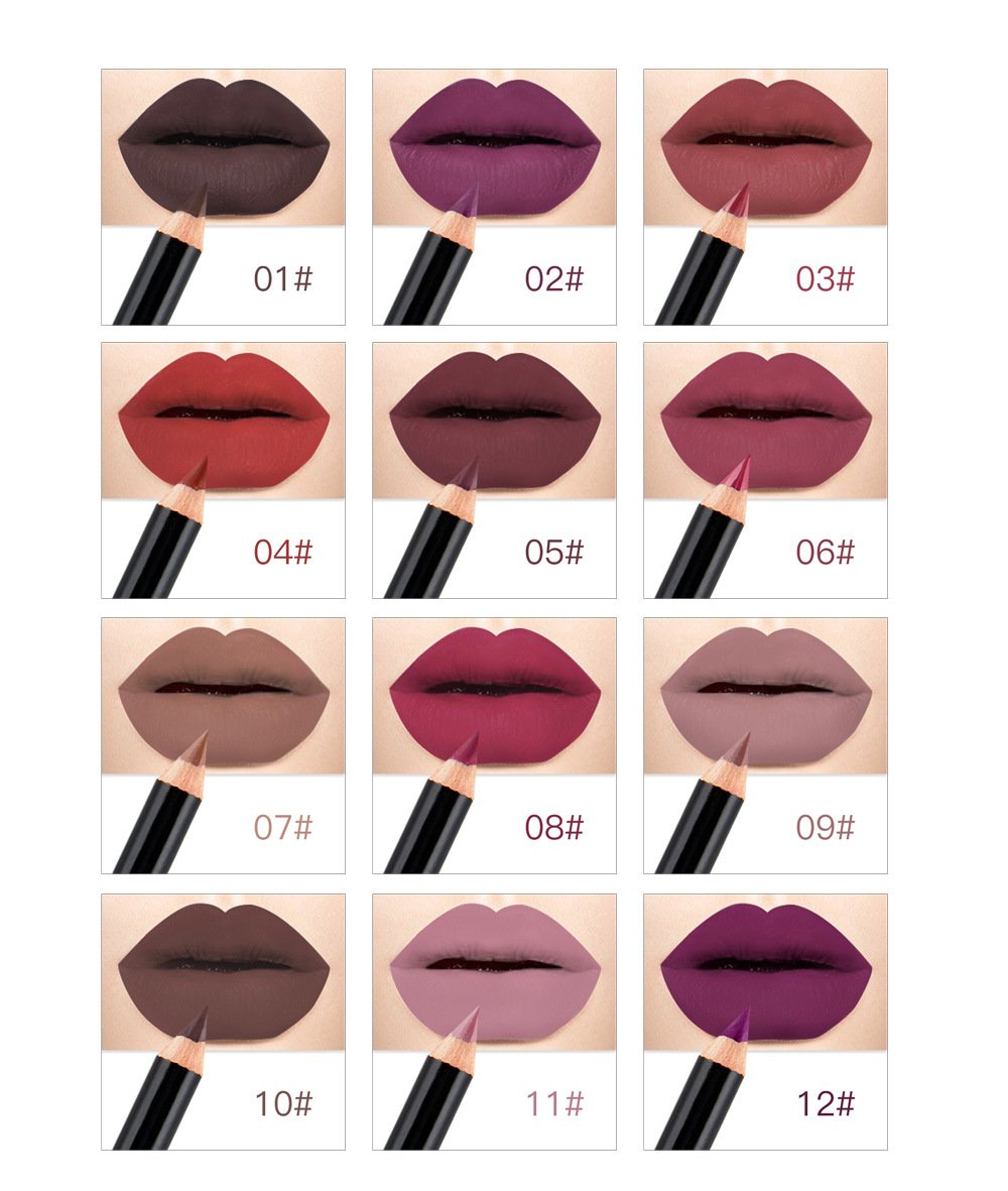 MAEPEOR Matte Lip Liner 12 PCS Nude Brown Series Highly Pigmented and Smoothly Velvet Lipliner Pencil Set Long Lasting and Waterproof Durable Lip Liners (12PCS-1)