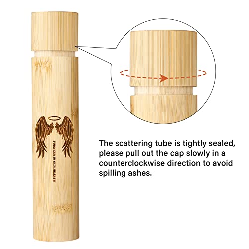 Bamboo Scattering Urn for Human Ashes,Eco Friendly Biodegradable Urn for Human Ashes,9''x2'' Small Scattering Tube for Human Adult Pet Cat Dog Ashes (Set of 2,Angel Wings Pattern)