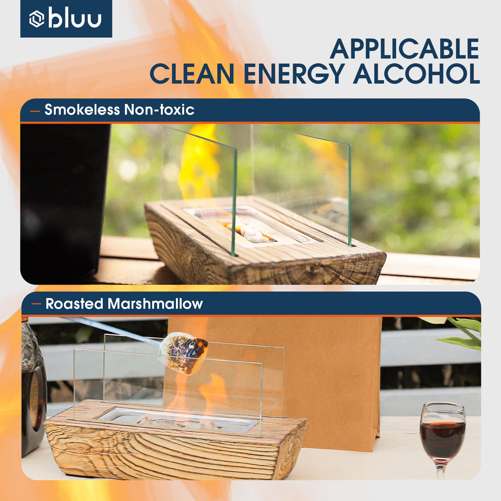 Bluu Easter Decorations for The Home Tabletop Fire Pit Portable Indoor Fireplace, Personal Mini Bio Ethanol Faux Wood Fire Bowl Heater for Outdoor Use
