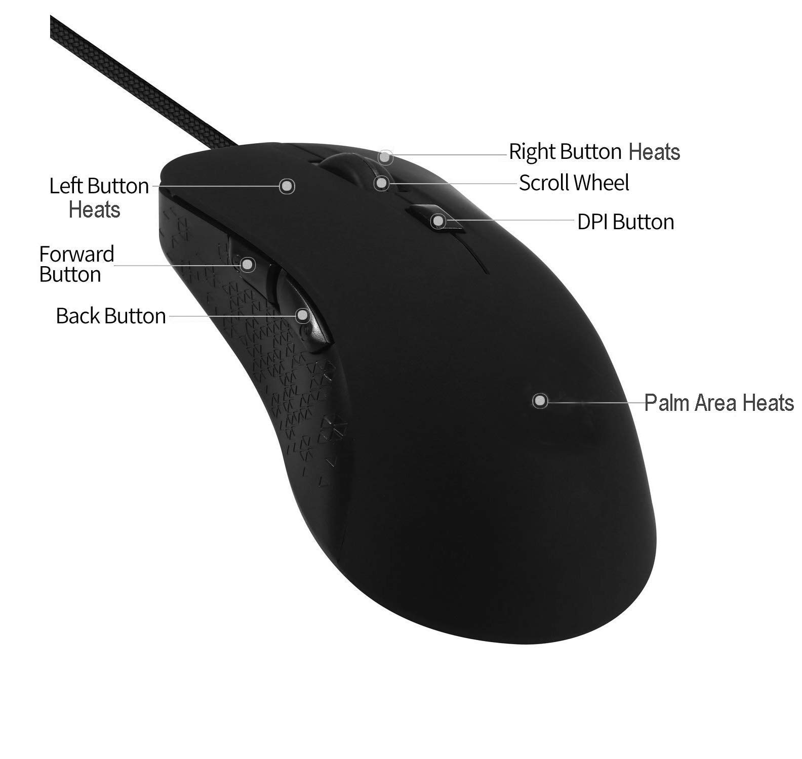 ValueRays Heated Mouse Quiet Click Heated Buttons Universal Size (Solid Black)