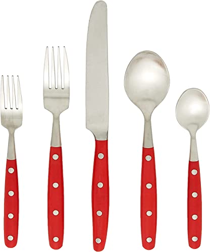 Ginkgo International Lyon Flatware Set, 10x2x5, Red