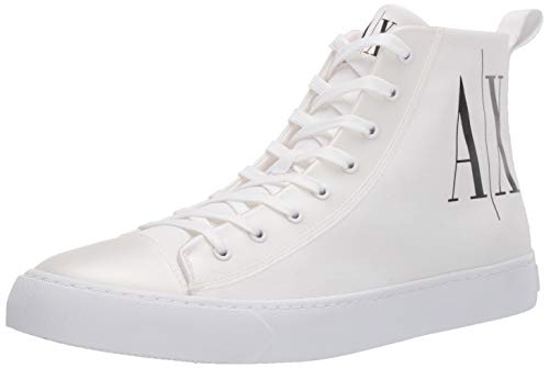 A|X Armani Exchange Men's Project Logo High Top Lace Up Sneaker, Optical White icon, 9 M US