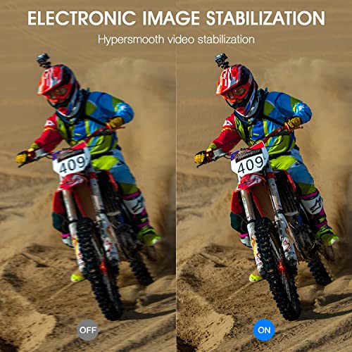 GAMSOD 4K60FPS 20MP WiFi Action Camera with Front LCD & Touch Rear Screens, 131 Feet Waterproof, Stabilization, EIS 2.0, Remote Control Outdoor Sports Camera, Vlog Underwater Camera with 2X Batteries