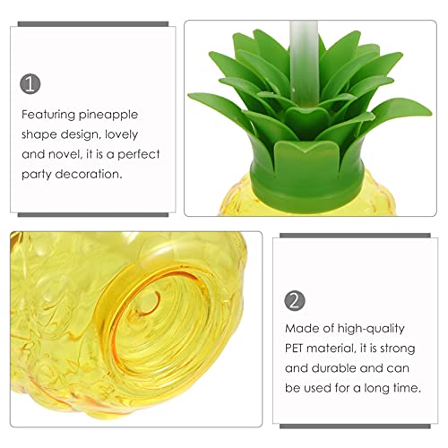 4pcs Pineapple Cup Beach Cup Upside down Pineapple Hawaiian Cups Summer Party Cups Tropical Cups with Straws Pineapple Juice Cup Water Cup Water Cups Modeling Plastic Drinks Child