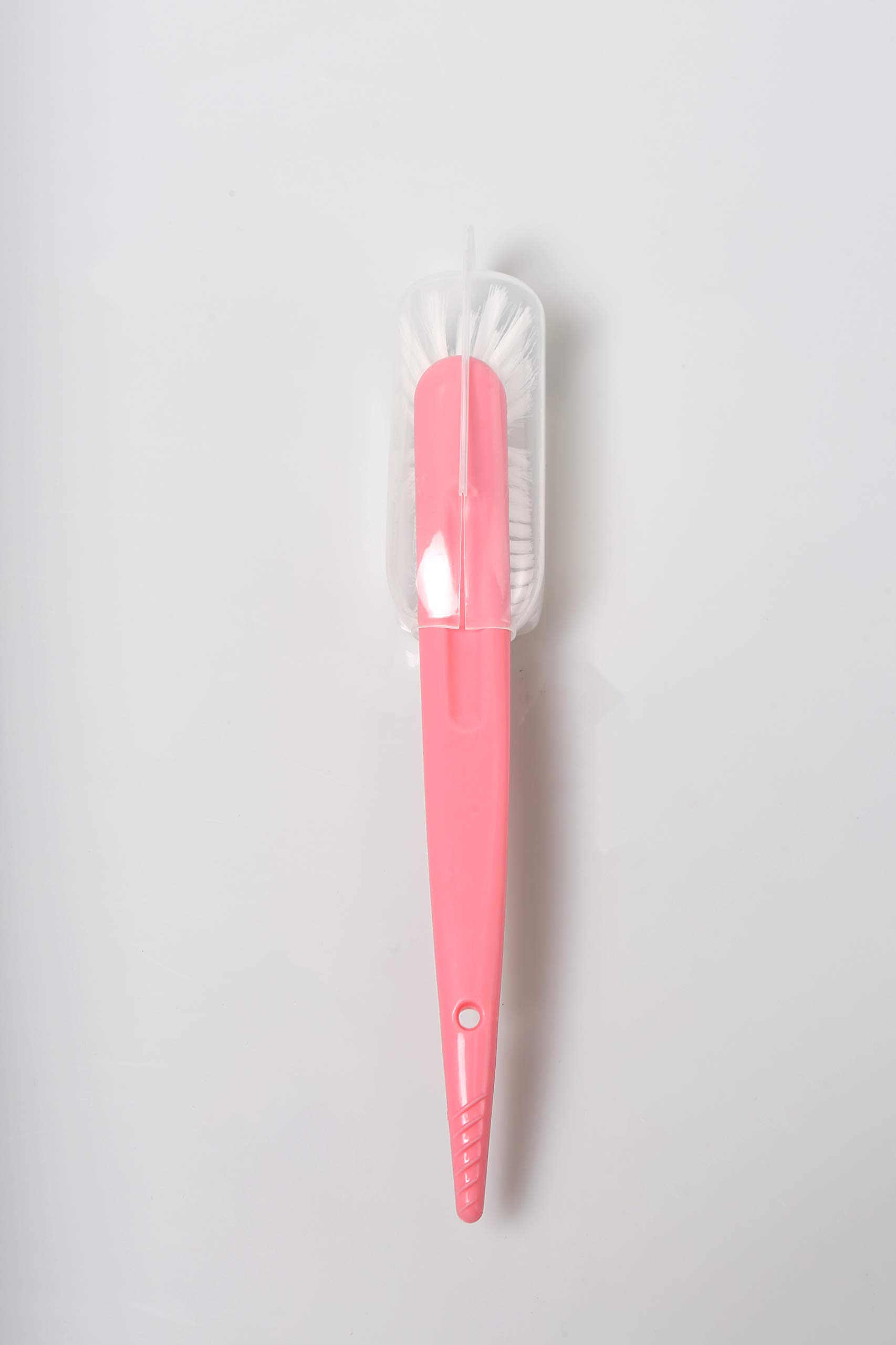 Little Angel Baby Bottle Brush with Nipple Cleaner,Soft Bristles,Convenient,Flexible for Any Bottles (Pink)