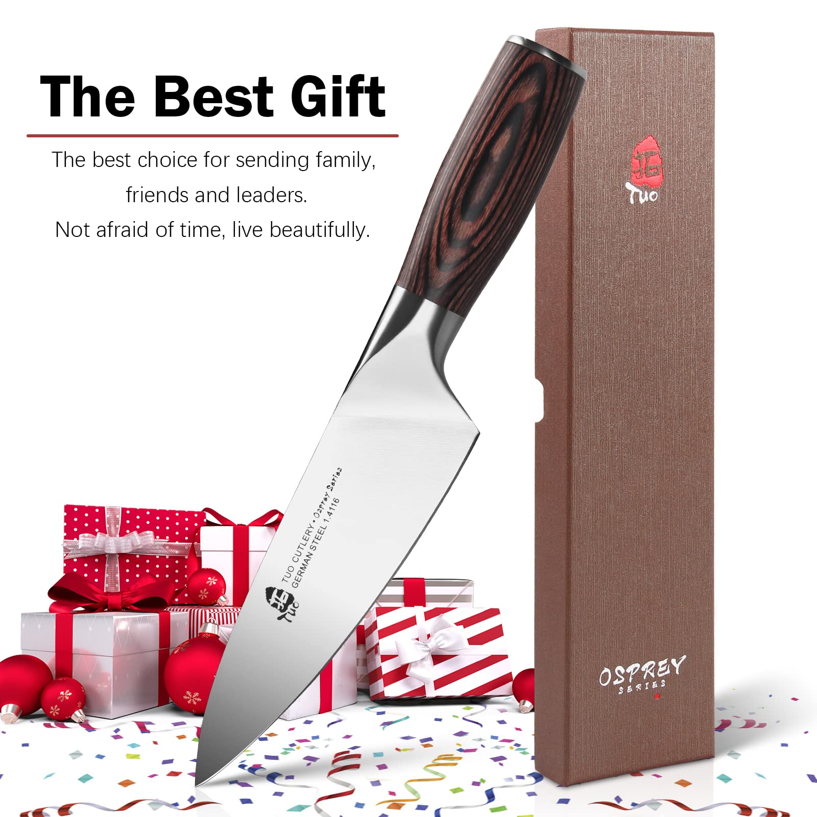 TUO Chef Knife 6 inch - Professional Kitchen Cooking Knife Japanese Gyuto Knives Vegetable Meat and Fruit - German HC Stainless Steel - Ergonomic Pakkawood Handle - Osprey Series with Gift Box
