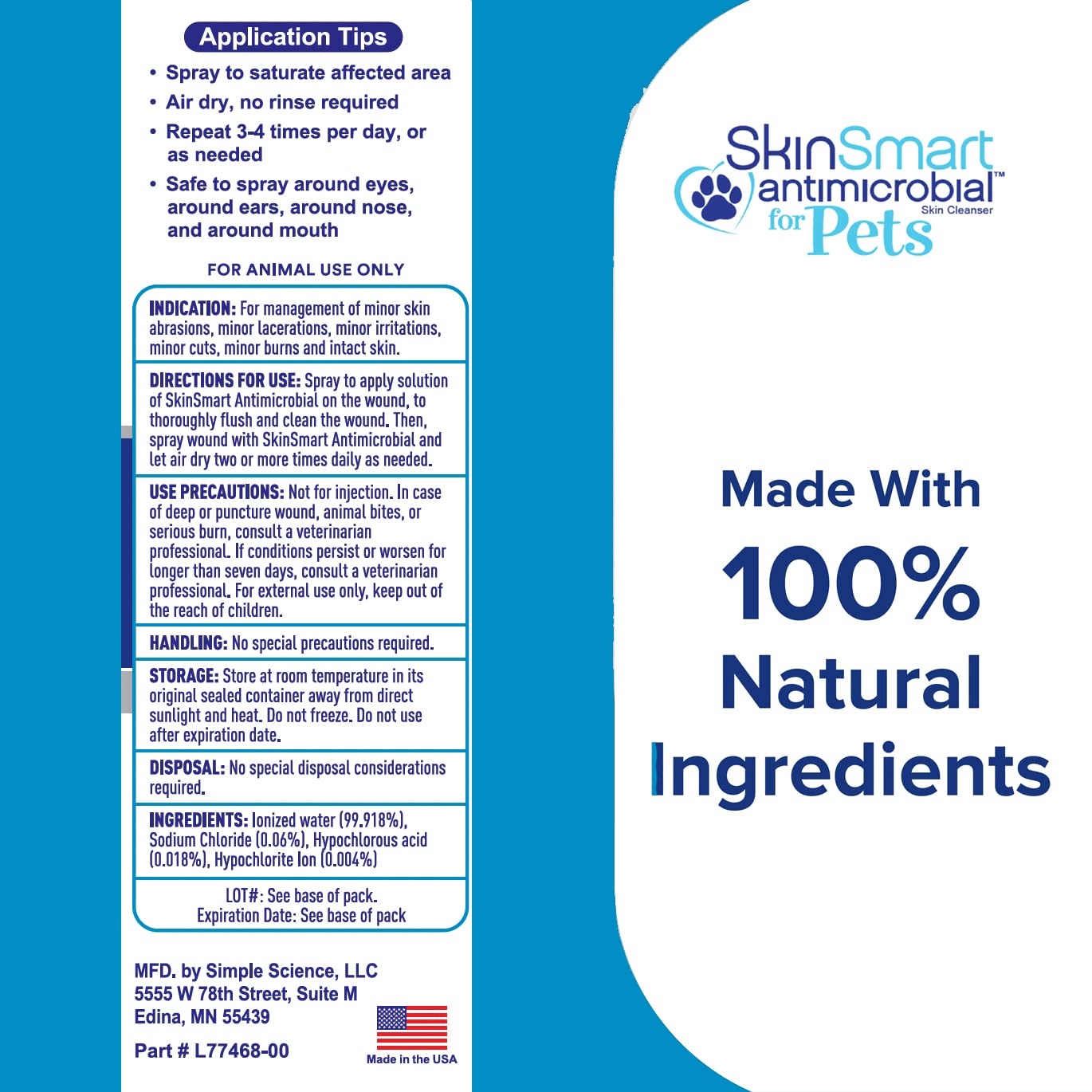 SkinSmart Antimicrobial Hot Spot & Allergy Relief Spray for Dogs & Cats | Pet Healing Aid, Itch Relief | 8 oz Spray