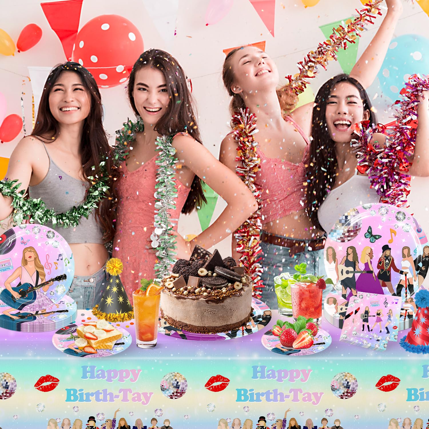 81pcs Birthday Party Decorations Plates, Birthday Party Supplies Include 40pcs Plates 40pcs Napkins 1pc Tablecloth Music Party Plates for Music Party Decorations Serves 20 Guests