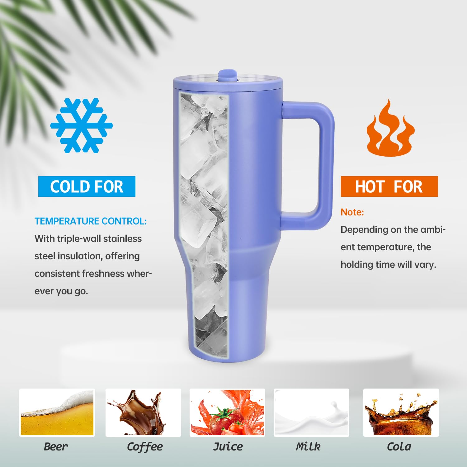 32 oz Tumbler with Handle Flip Straw | Rubber Base Straw | 100% Leak Resistant Water Bottle | Insulated Cup Reusable Stainless Steel Water Bottle Travel Mug (Riptide, 32oz)
