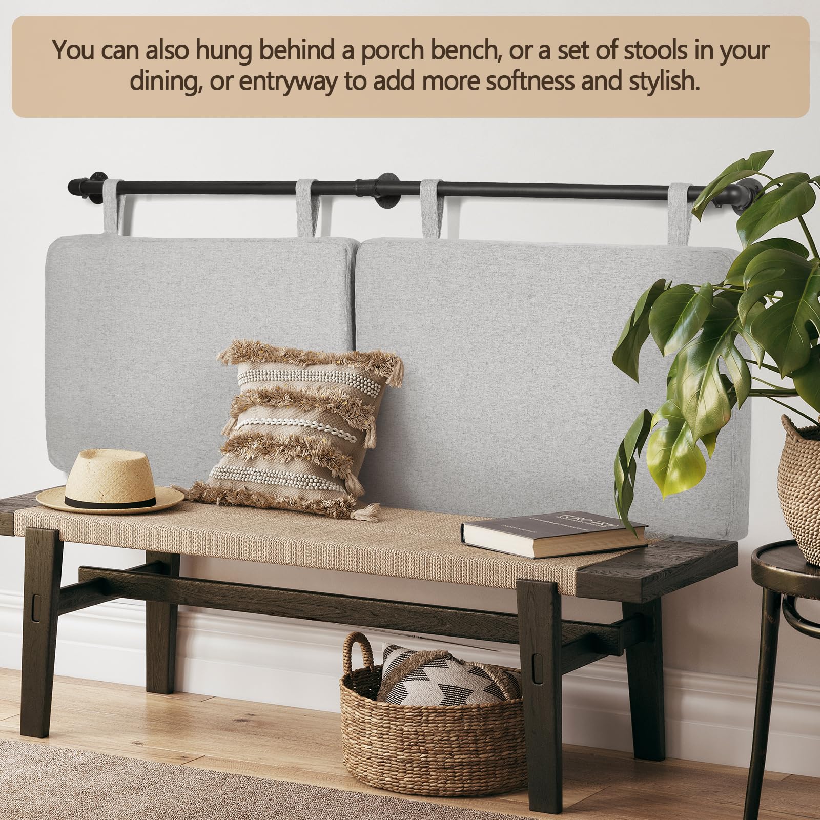 uyoyous Wall Mounted Headboard with Fine Linen Upholstered, Modern Adjustable Height Hanging Headboard for Bedroom, Headboard for King Size Bed