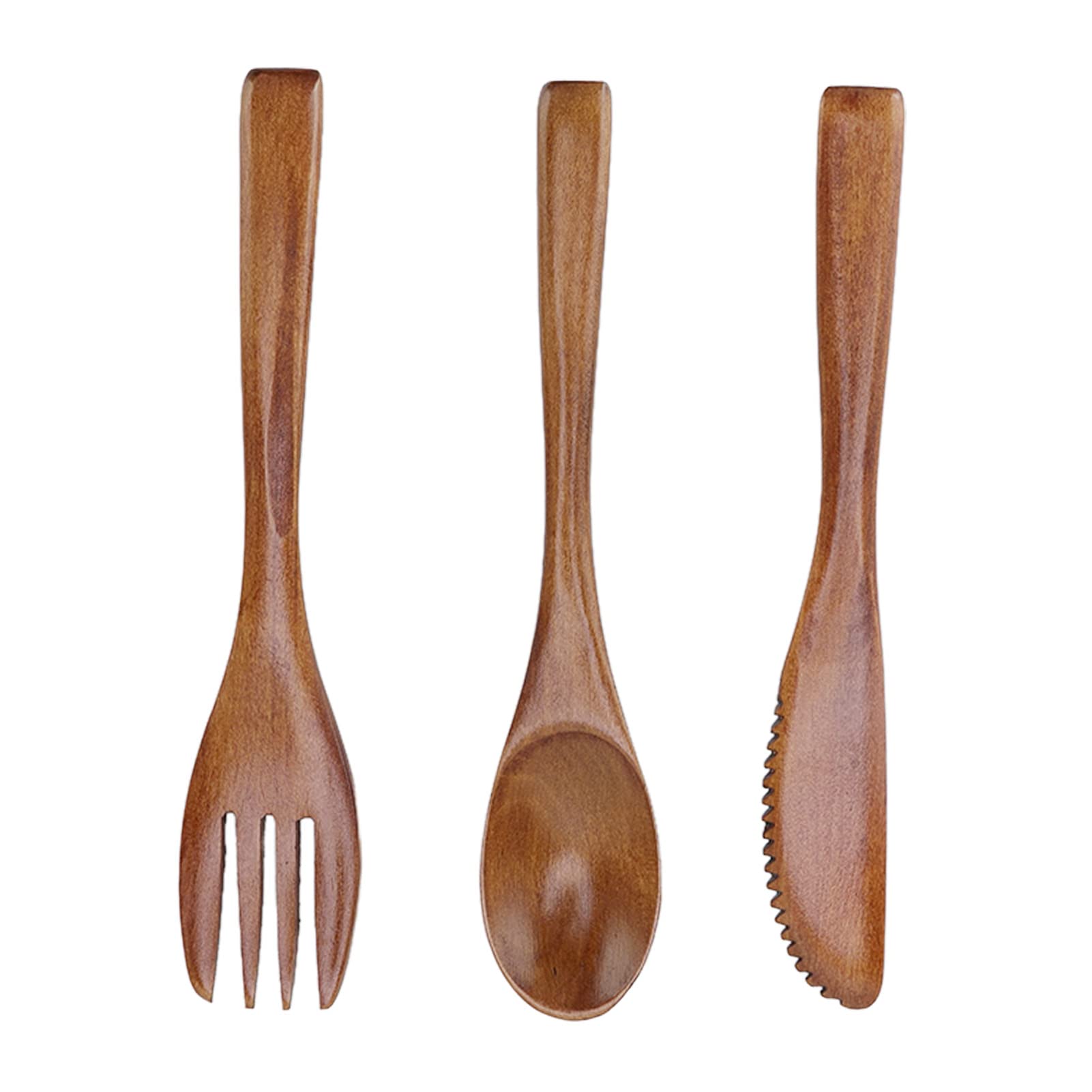 3 Pcs Wooden Knife Fork Spoon Set Knife Fork Spoon Utensil Tableware Phoebe Handle Paint Cutlery Painting Cooking Utensil Kit Three Piece Set Tableware Kitchen Cooking Tableware