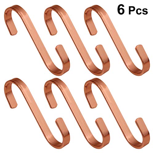 TOPBATHY 6pcs S Shaped Hook Heavy Duty S Hooks Rack Hangers Hanging Hangers Hooks for Bedroom, Supermarket,Bathroom, Kitchen and Office: Pan, Pot, Coat, Bag,Towels, Plants(10cm Rose Gold)