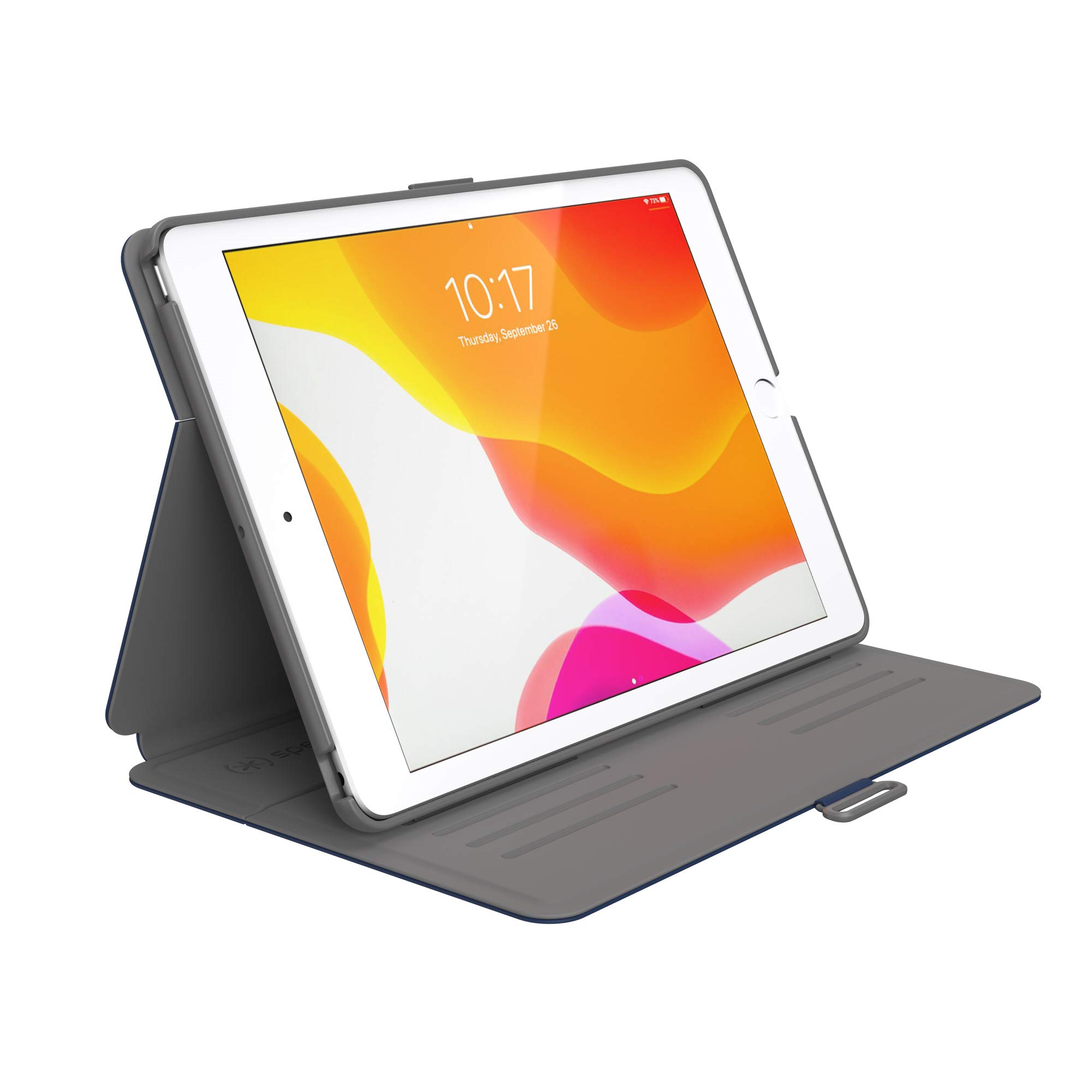 Speck Balance Folio Case for iPad 10.2 Inch (2019-2021) - Drop & Camera Protection, Slim Multi Range Stand, Apple Pencil Holder - Arcadia Navy/Moody Grey