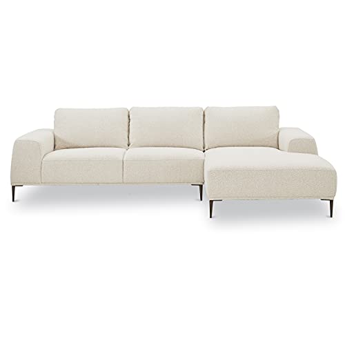 POLY & BARK Rue Right-Facing Sectional Sofa, Crema White Boucle