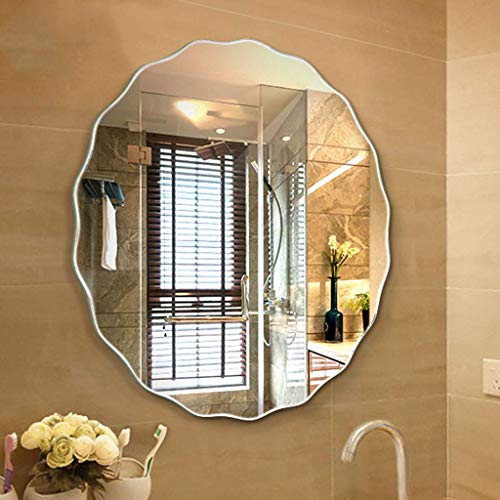KONGZIR Vanity Mirror Round, Wall-Mounted Frameless Vanity Mirror, Wall Decorative Mirror, Ruffled Shape, Size: 50 50cm