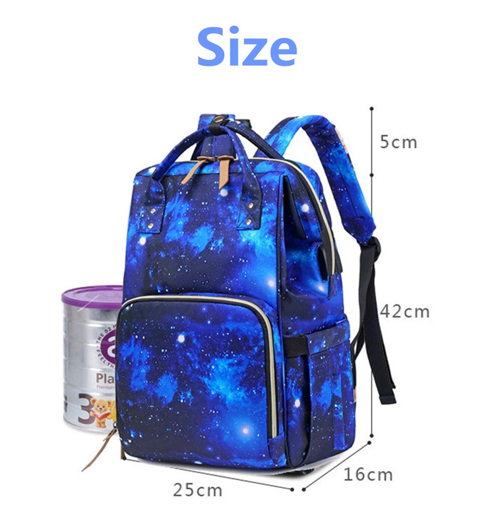 Galaxy Prints Mommy Diaper Bag Backpack Large Capacity Maternity Baby Nappy Changing Bags with USB Charger