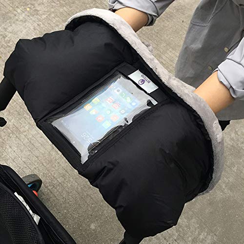 Fleece Stroller Hand Muff, BETITETO Winter Anti-Freeze Gloves for Baby Stroller Jogger Pram Water Resistant Warmer Gift for Parents and Caregivers (Black)