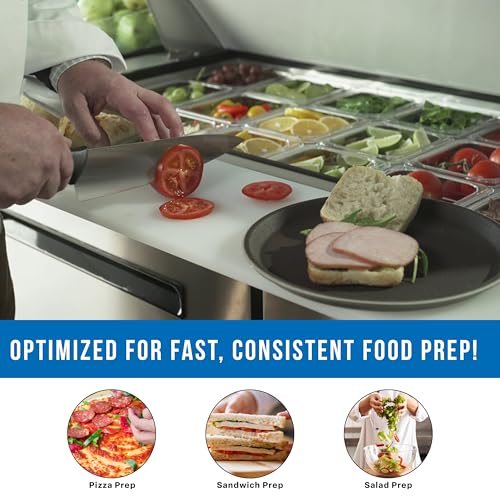 Arctic Air APP48R Single Door Refrigerated Pizza Prep Table/Station with Wheels, 47.5" Width, Stainless Steel, 115v, for Restaurant, Bar, Shop, etc.