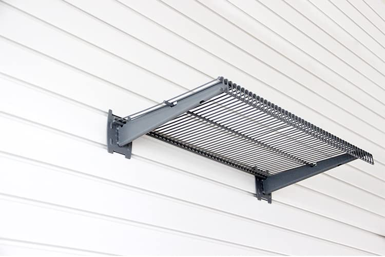 Baoz 2pcs Wall Shelf Kit Garage Storage Rack Heavy Duty Metal Carbon Steel Floating Shelf Mounted Ventilated Shelves for Slatwall(12x24in)