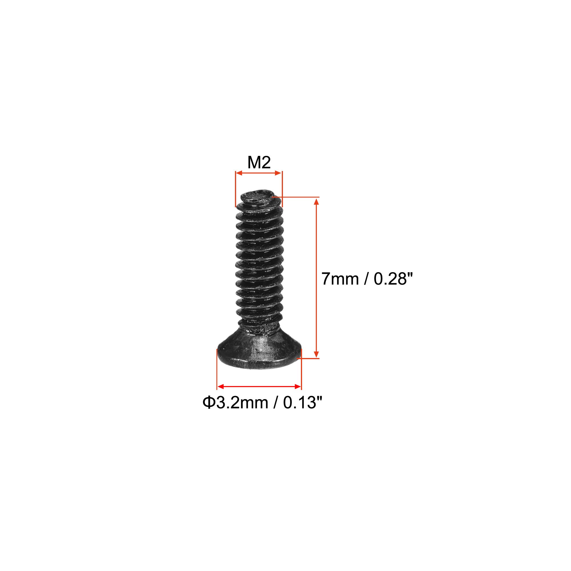 uxcell M2 x 7mm Phillips Screw Fastener Black for Laptop PC TV Fan Switch 150pcs