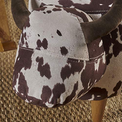 GDFStudio Bertha Milk Cow Patterned New Velvet Ottoman (Brown Milk Cow)