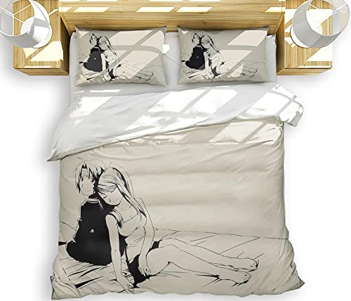AKARDO Alchemist Anime Edward Duvet Covers Soft Microfiber Washed Duvet Cover Set 3 Pieces with Zipper Closure,Beding Set (19,Full (79"x90"))