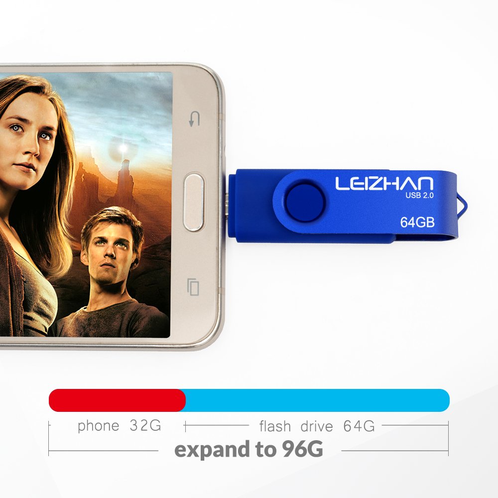 LEIZHAN Micro Flash Drive 128GB USB Drive OTG Micro Android Phone Pendrive Photo Stick USB 2.0 Memory Stick for Samsung Galaxy, Xiaomi,LG,Sony,One-Plus,HTC, Meizu, Blue