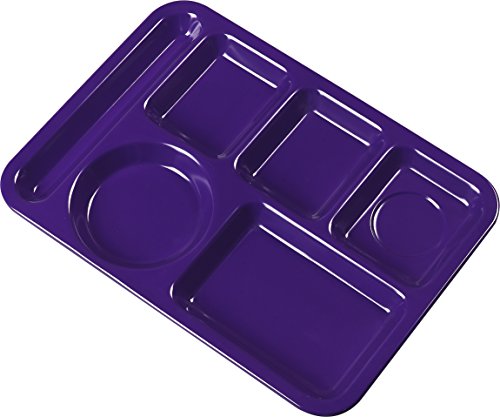 Carlisle FoodService Products Left-Hand Heavyweight 6-Compartment Melamine Tray 10" x 14" - Purple